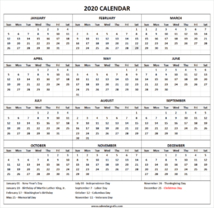 Printable Calendar 2020 Template, Holidays | 2020 2021 Calendar