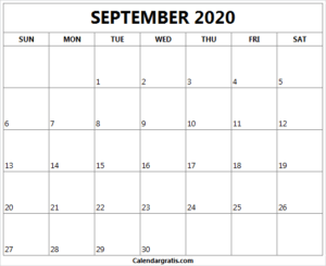Printable September 2020 Calendar Holidays | Workout Planner Template