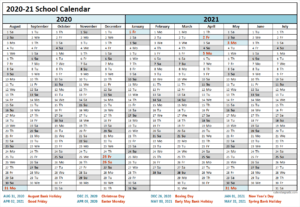 2020-2021 School Calendar Template | Academic Calendar 2020/21
