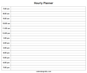 Printable Hourly Schedule Template - 24 Hours Planner Blank Templates