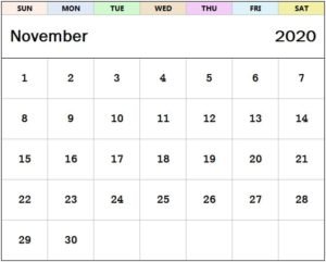 November December 2020 Calendar Template | January February 2021