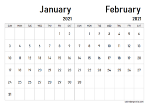 Printable Calendar January February 2021 Template, Holidays, Festivals