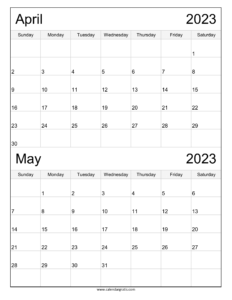 April May 2023 Calendar Printable Template | Two-month Planner to Print