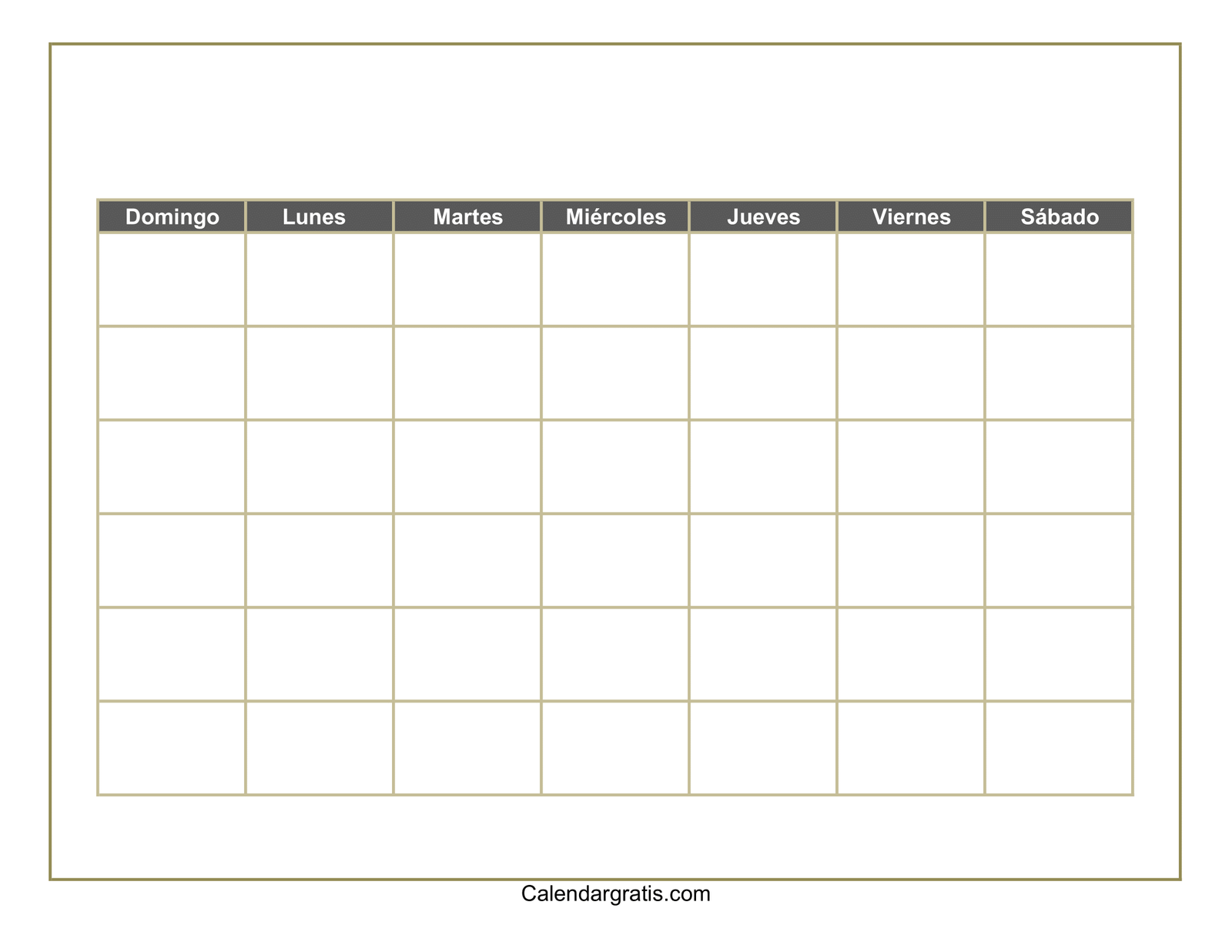 Calendario En Blanco Para Imprimir