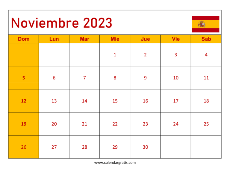 Calendario Noviembre 2023 España