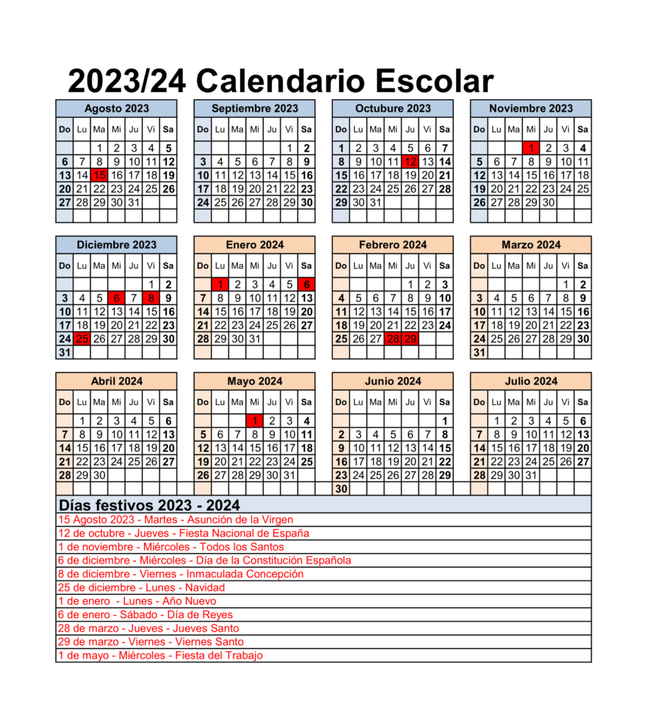 Calendario Escolar 2023 2024