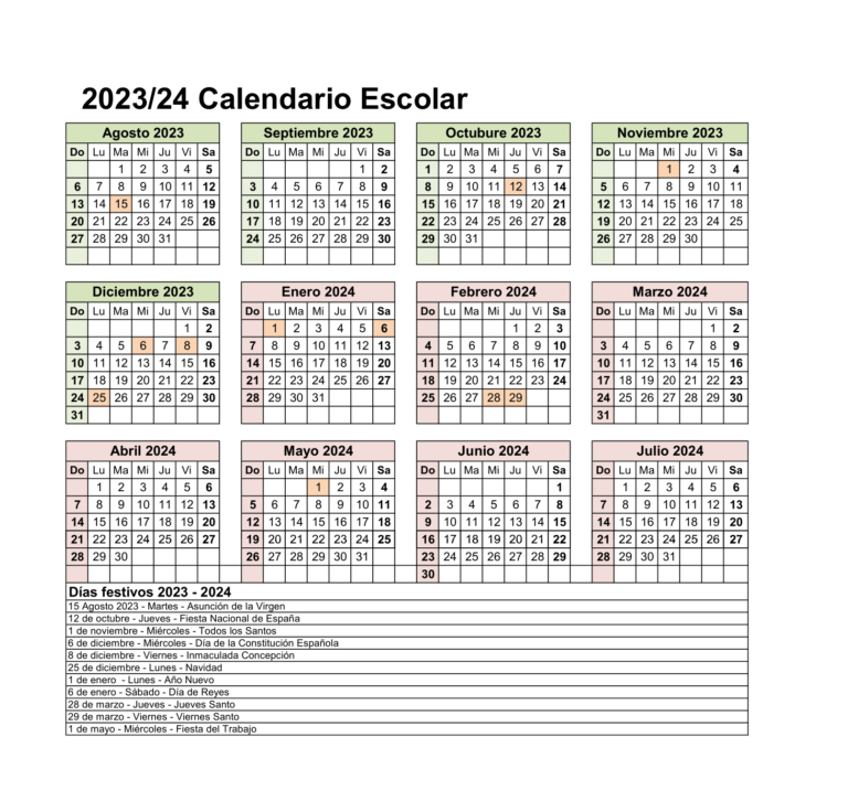 Calendario Escolar 2023 2024