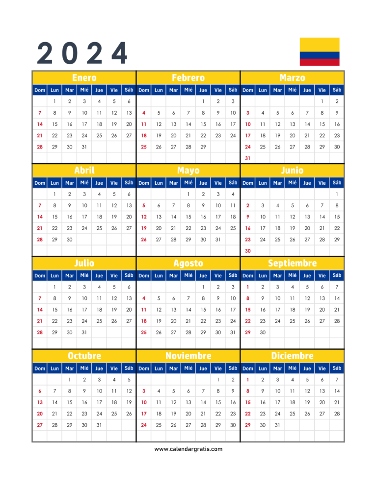Calendario del mes de julio 2024 para imprimir gratis
