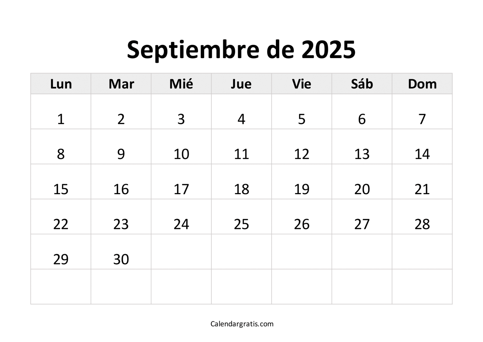 calendario septiembre 2025 para imprimir gratis