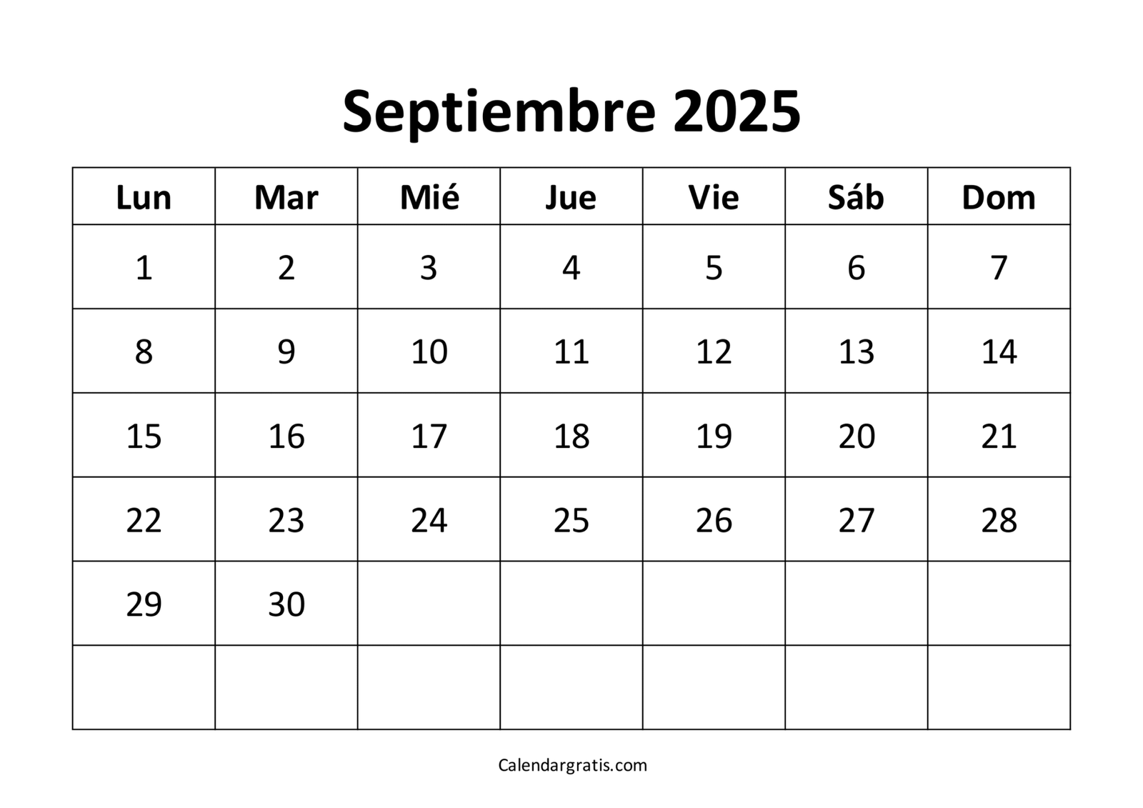 calendario septiembre 2025 para imprimir gratis