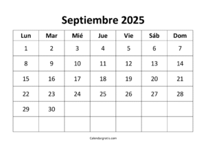 calendario septiembre 2025 para imprimir gratis